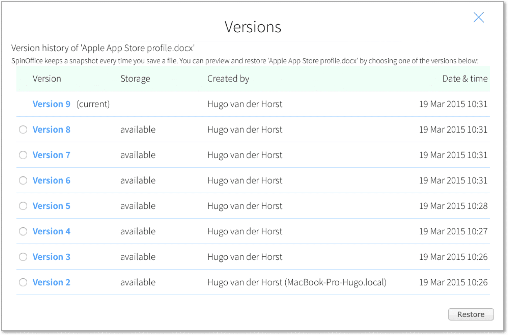 Versioning1 | SpinOffice CRM