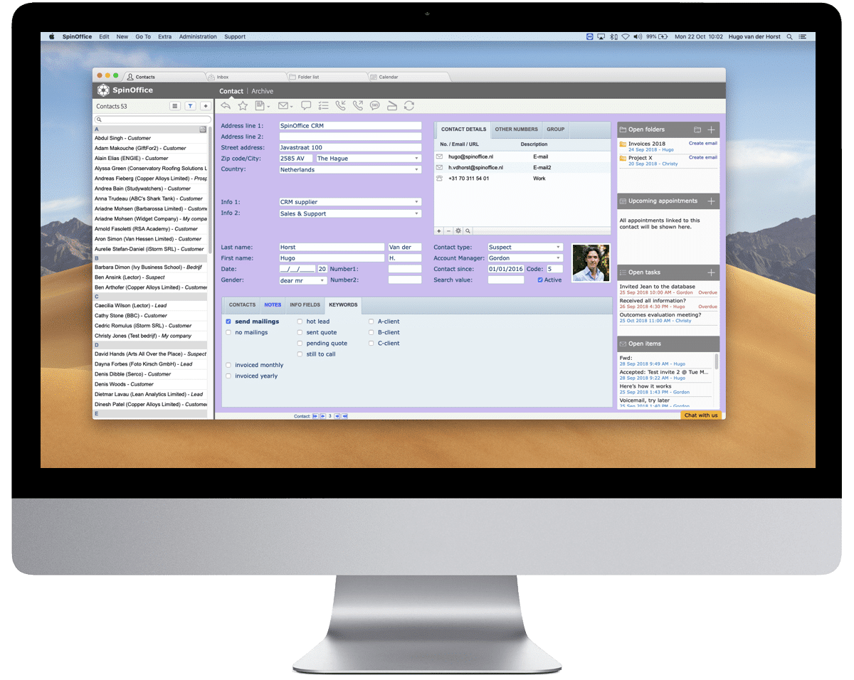 CRM voor Mac | SpinOffice CRM